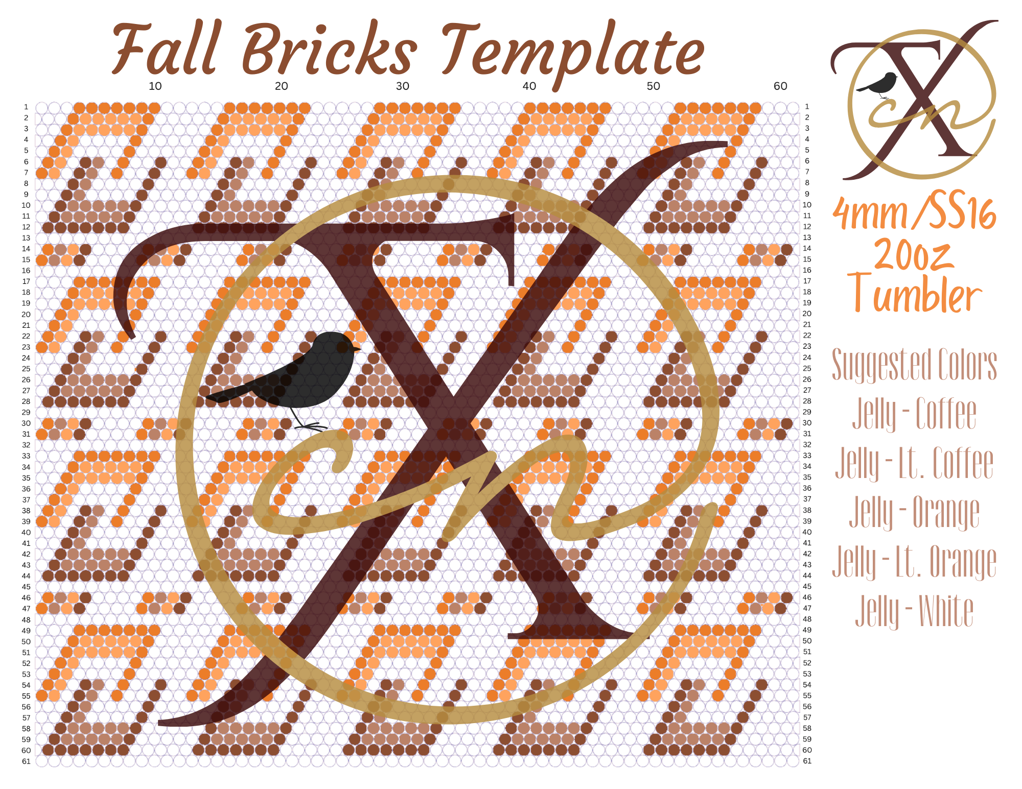 4mm Fall Bricks Rhinestone Tumbler Template – TXCRAFTYNEST